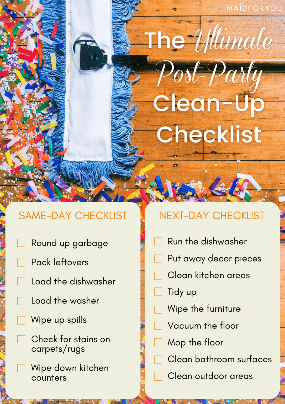 The Ultimate Post-Party Clean-Up Checklist | MaidForYou